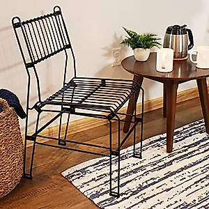 Sunnydaze Modern Wire Armless Dining Chair - Indoor/Outdoor Steel Wire Furniture for Patio, Sunroom, Deck, or Living Room - Black - 23.75-Inch H
