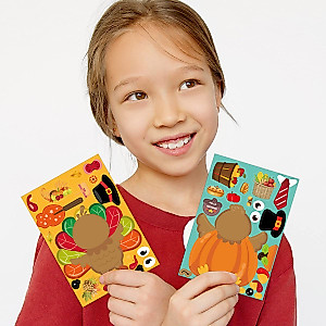 48 Pcs Turkey Stickers Make Your Own Turkey Sticker Sheets Thanksgiving Stickers for Kids Home Classroom Party Favor Art Craft School Rewards