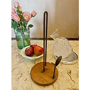 Wood Paper Towel Holder Countertop, Paper Towel Holder Stand, Easy One-Handed Tear Paper Roll Holder, Kitchen Dining Table Home Decor, for Both Standard and Jumbo-Sized Paper Towel Rolls