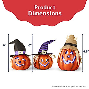 Prextex Halloween Pumpkin Decorations - 3pc Set of Halloween Outdoor Pumpkin Decorations for Porch - Jack-o-Lanterns Decor Pumpkin Lights