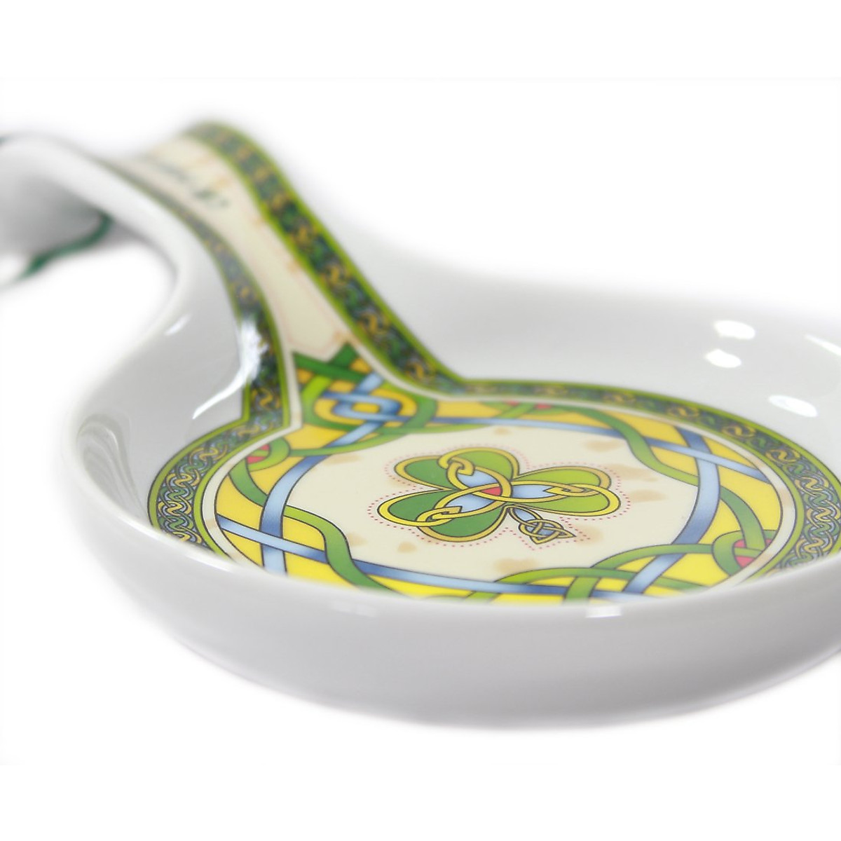 Irish Weave Ceramic Spoon Rest With Celtic And Shamrock Design, 230Mm X 75Mm