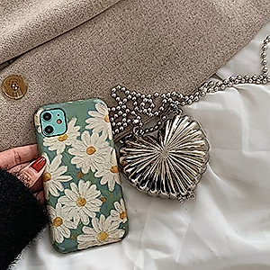 Zenosy Silver Clutch Purses for Women Glitter Evening Bags Ladies Mini Handbags with Detachable Pearl Chain for Wedding Party