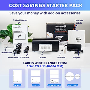 Moelectro Bluetooth Thermal Shipping Label Printer, 2023 New Upgraded 4x6 Wireless Printer, Compatible with Android & iPhone and Windows, Mac OS, Widely Used for Ebay, Shopify, Etsy, USPS