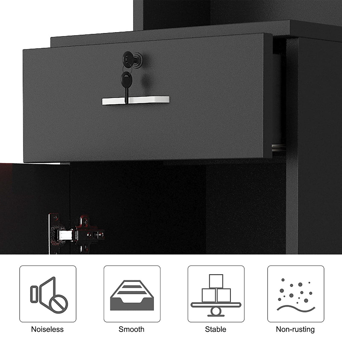 Paddie Wall Mount Salon Stations for Hair Stylist, Hair Salon Storage Cabinet Beauty Barber Station w/Lockable Drawers/Storage Cabinet (Black2)