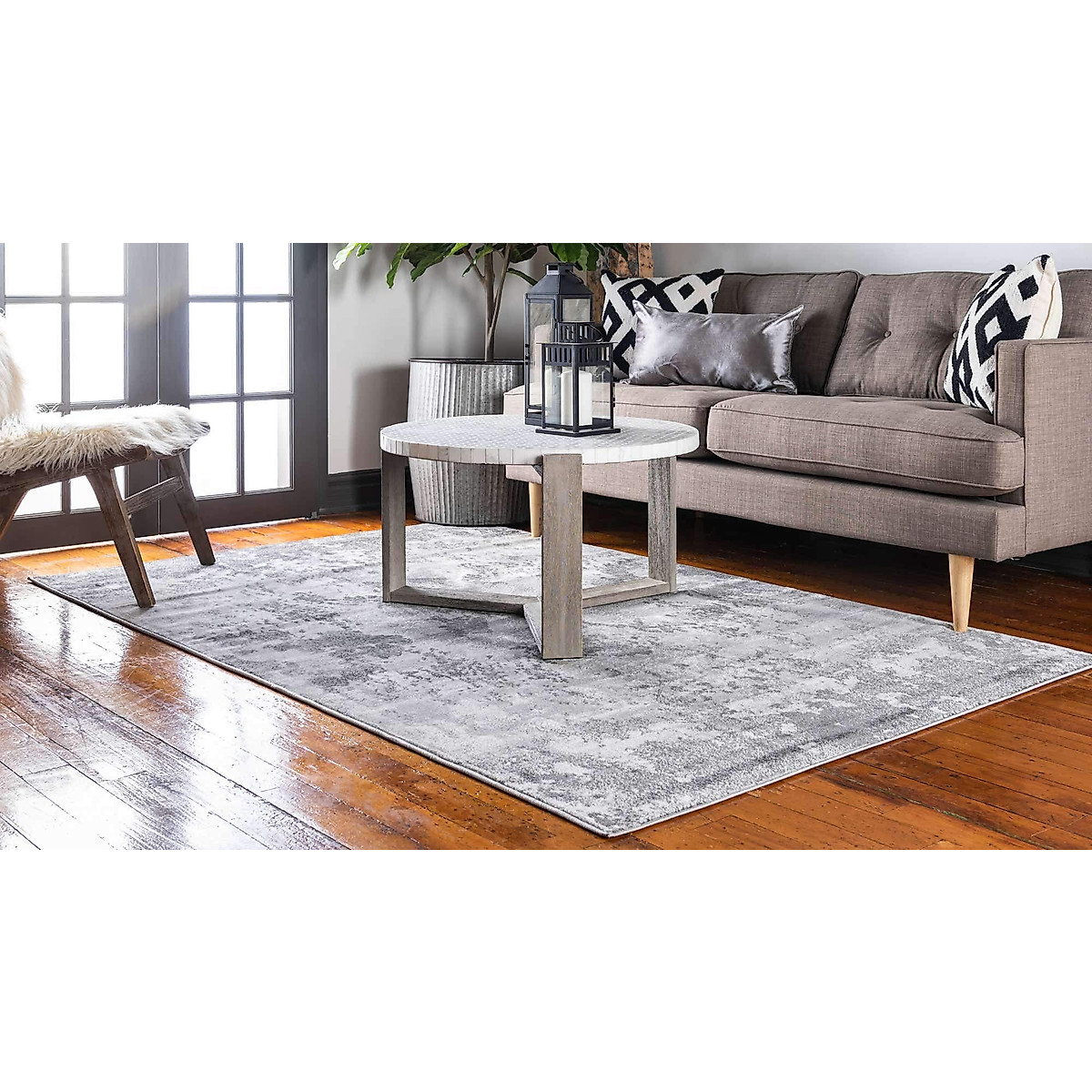 Unique Loom Metro Collection Area Rug (8' x 10' Rectangle, Light Gray/ Gray)