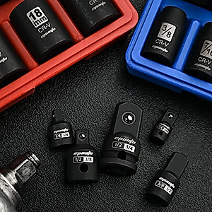 5 Pieces - EPAuto Impact Socket Adapter and Reducer Set, Cr-V