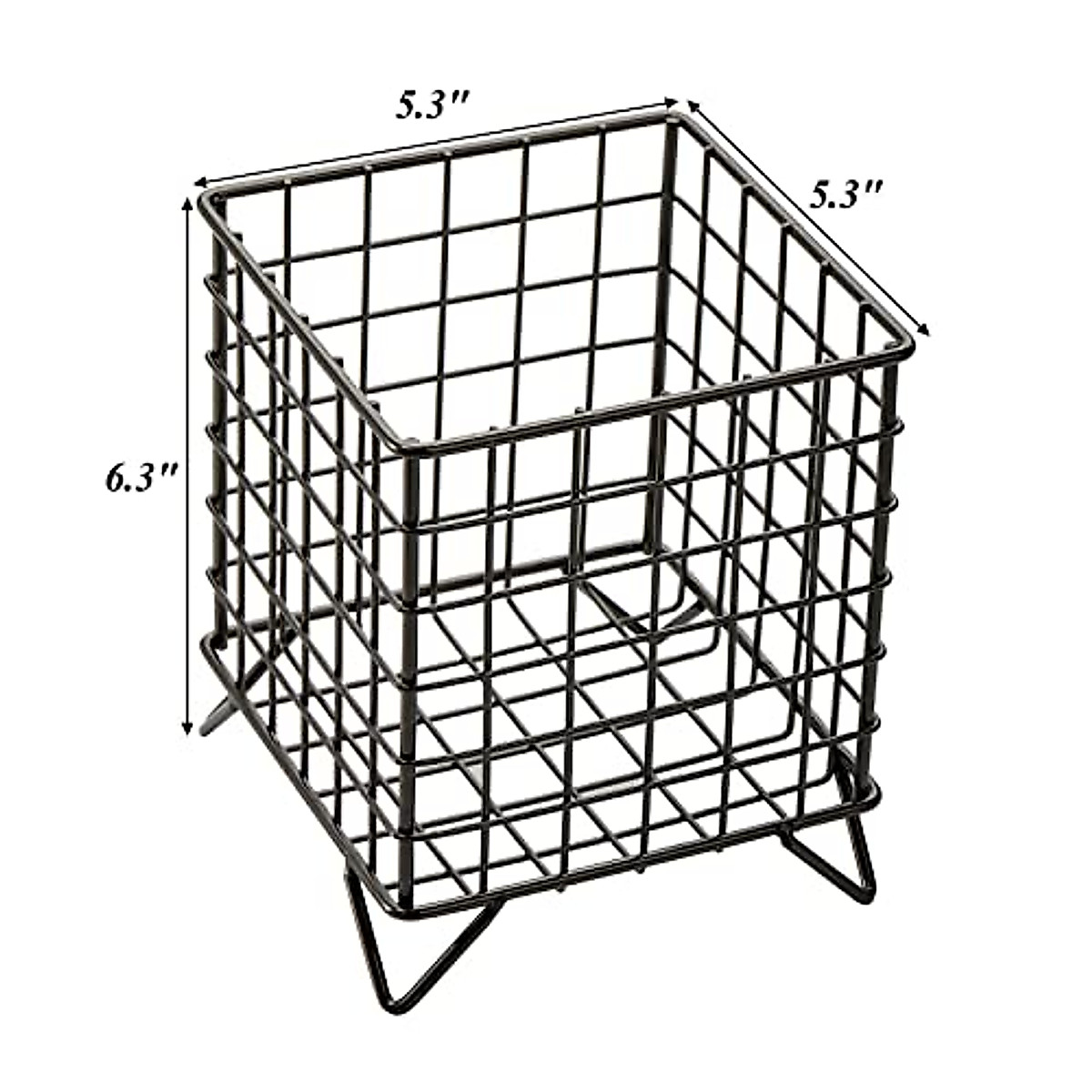 Okllen 2 Pack Coffee Pod Holder, Square Wire K Cup Holder Espresso Pod Organizer, Metal Coffee Pod Storage Basket for Kitchen, Pantry, Office, Cafe, 5.3" x 5.3" x 6.3", Black