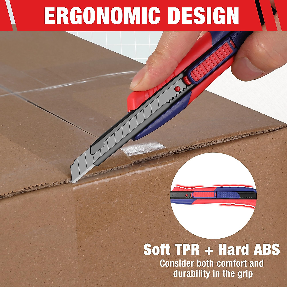 WORKPRO 2-In-1 Safety Utility Knife Retractable Snap-off blade, Metal Box Cutter Set, Razor Knife Exacto Craft Knives, with 10 Extra 9mm Blades, Pack of 3