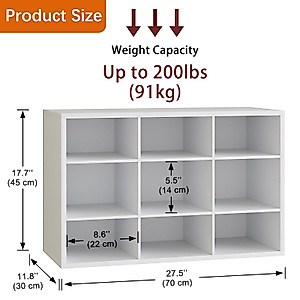 Garden 4 you Shoe Storage Bench, Cubby Shoe Rack with 9 Cubbies, 3-Tier Wood Shoe Rack Organizer, Shoe Organizer Cabinet for Entryway, Hallway, Closet and Garage, White