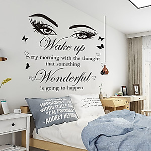 Quotes Wall Stickers Motivational Inspirational Wall Stickers Letter Wall Decals Vinyl Sayings Beauty Eye Wall Decor Positive Words for Women Girls Bedroom Living Room Hallways Home