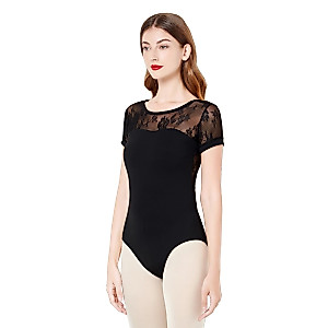 Lanbodance Women's Short Sleeve Ballet Leotard Gymnastics Dance Adult leotard Bodysuit