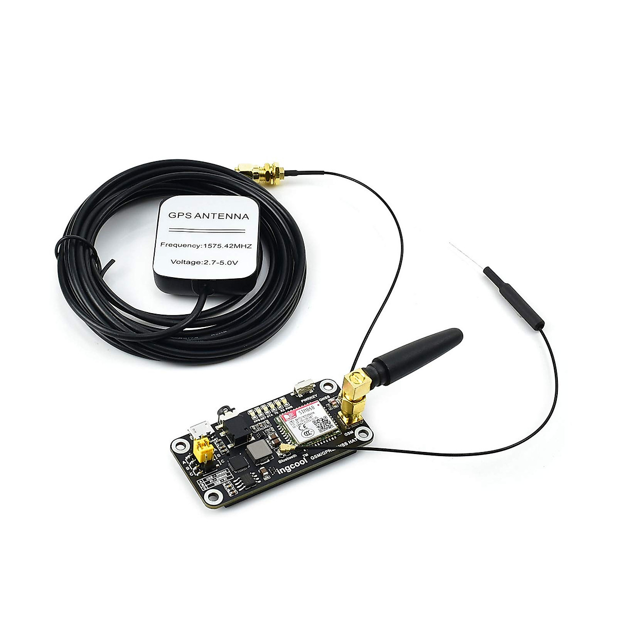 Ingcool GSM/GPRS/GNSS Bluetooth HAT Expansion Board for Raspberry Pi 4B/ 3B+/ 3B/ 2B/ Zero W/Zero, Based on SIM868 Module Supports SMS, Phone Call, Global Position, Transfer Data, etc.