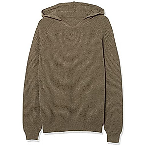 The Knitwear Lab Men's 3D Textured Hoodie Pullover Sweater Bark X-Large