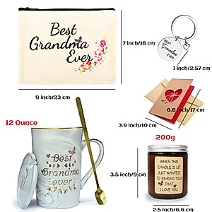 WeTop Best Grandma Ever Gifts Basket, Christmas, Mothers Day, Birthday Gifts for Grandma From Granddaughter Grandson Grandchildren Grandkids, Coffee Mug/Candle/Keychain Personalized presents Set.