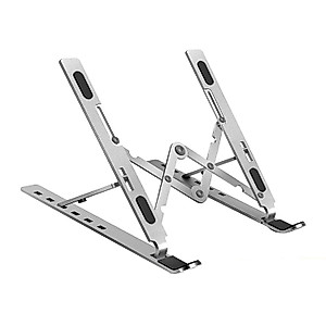 Lasitu Foldable&Adjustable Stand for Laptop Portable Monitor Tablet (10-17 inches) Creative Aluminum Alloy Laptop Stand for Desk Riser Notebook Holder Stand,Silver