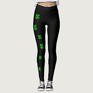 Saint Patrick Day Workout Leggings Women Shamrock Printed Yoga Leggings Tummy Control High Waist Fitness Pants