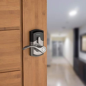 Kwikset SmartCode 955 Keypad Electronic Lever Door Lock Deadbolt Alternative with Pembroke Door Handle Lever Featuring SmartKey Security in Satin Nickel