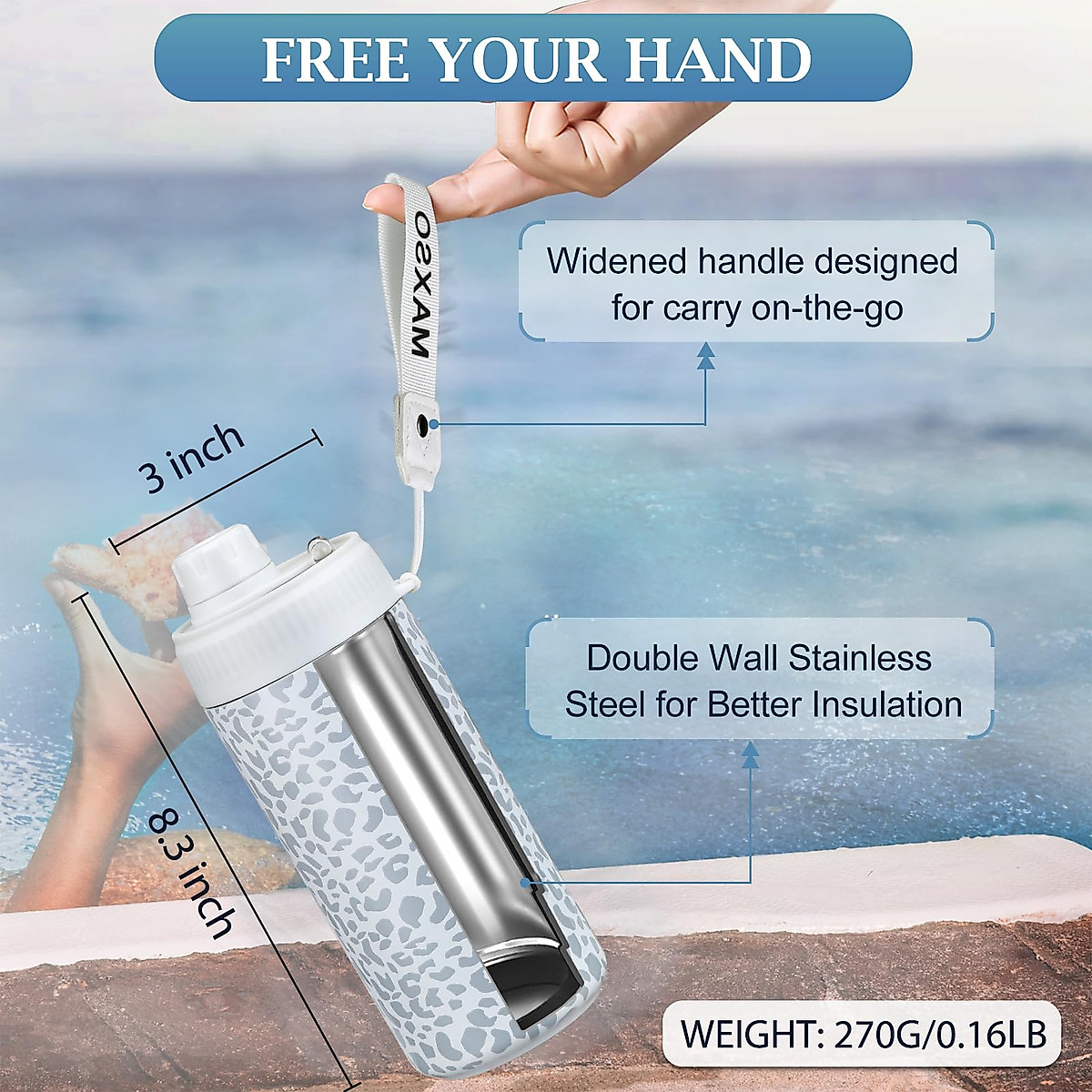 MAXSO Sealed Can Cooler Fizz Lid Can Cover for 12 oz Regular, Slim Skinny Cans & As Thermal Bottle, 4-in-1 Insulated Vacuum Stainless Steel Carbonated Cold Drink Holder - Leopard