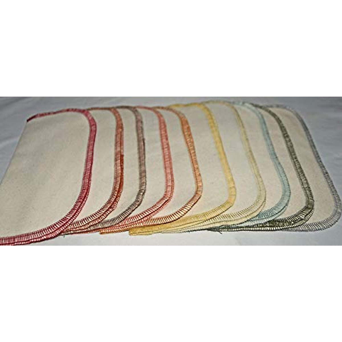 2 Ply Organic Cotton Flannel Washable Baby Wipes 8x8 Inches Set of 10 Assorted Earthtones Edging