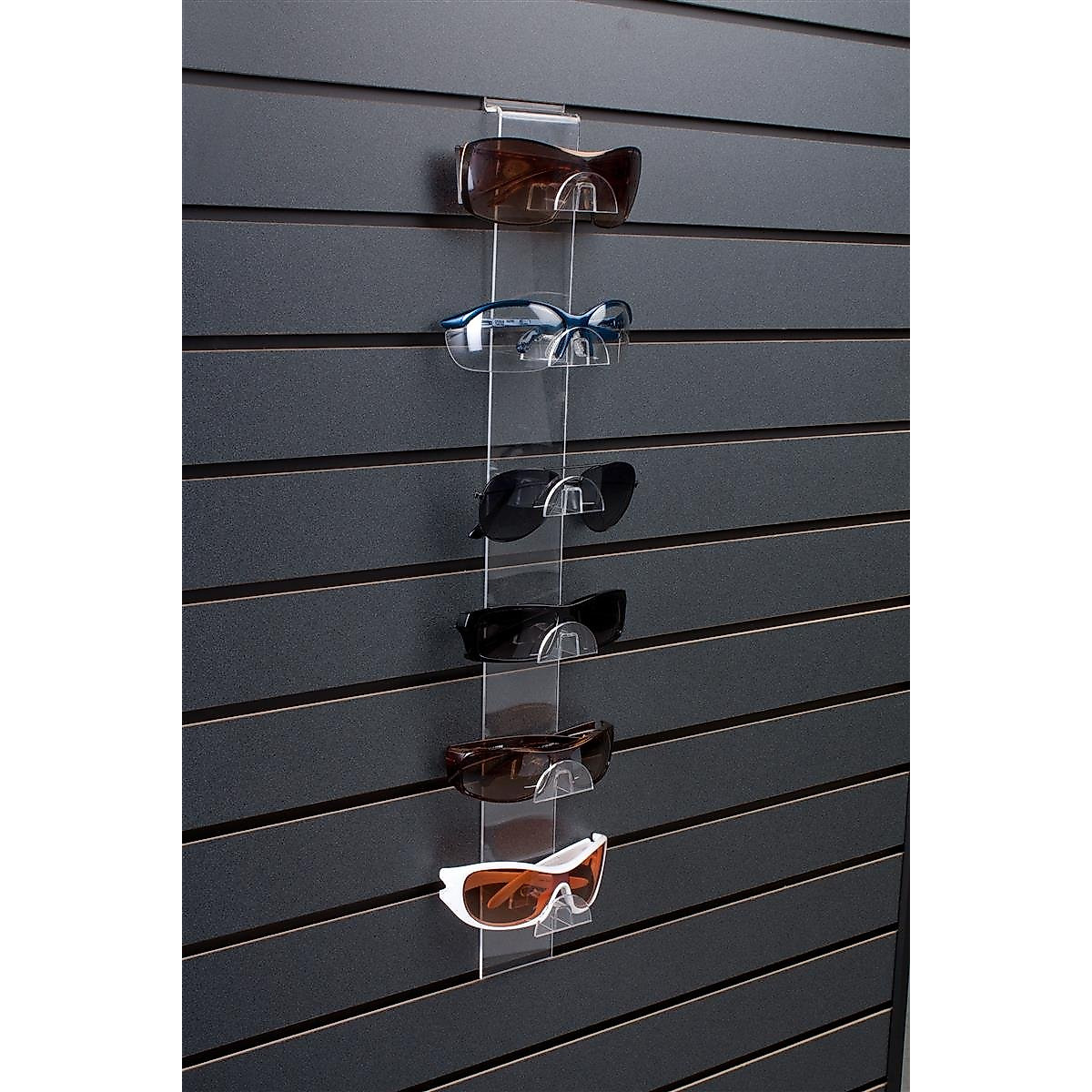 Displays2go QESLWST6PN Slatwall Sunglasses Rack Clear Acrylic Glasses Display Holders (Set of 5)