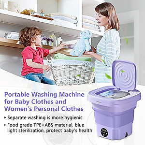 MacLehose Mini Portable Washing Machine, Mini Washer and Dryer Combo, 9L,Foldable,Mini Washer for Baby Clothes, Underwear or Socks,Small Clothes, Camping&Travel Laundry,Portable Washer Machine(purple)