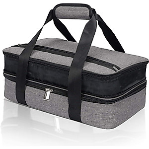Lunch Bag Insulated Thermal Food Carrier,Insulated Double Casserole Carrier, 9"x13" Baking Dish Carrier, Padded Lasagna Holder, Expandable Hot And Cold Thermal Tote Bag, Casserole Dishes Travel Bag