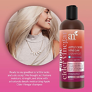 Artnaturals Apple Cider Vinegar Shampoo – (12 Fl Oz / 355ml) – for All Hair Types - Plant Base Blend - Coconut Oil and Vitamin E for Split Ends, Shine, Stronger and Smoother