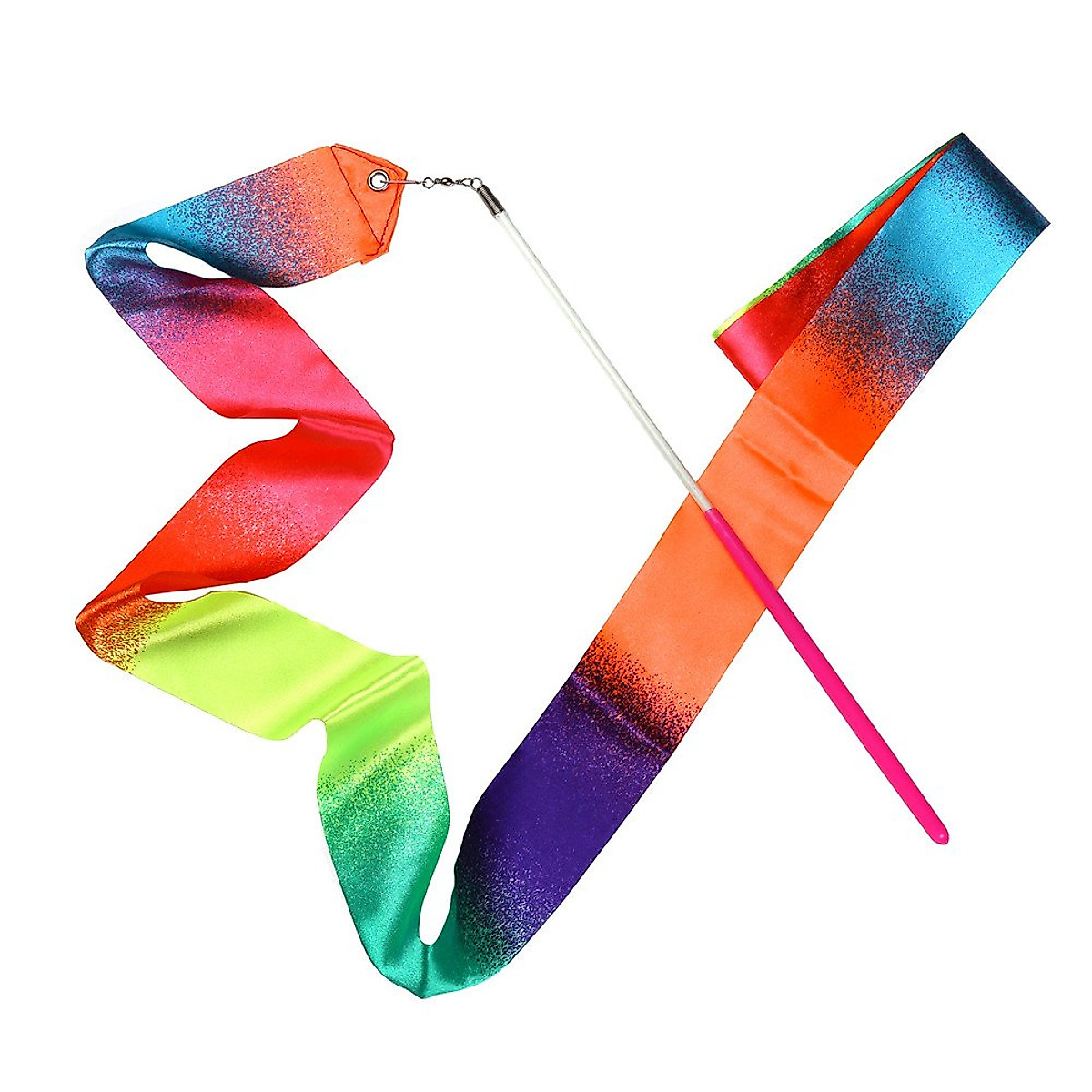 AITIME 10 Pieces 2 Meters Rhythmic Gymnastics Dance Ribbons, Girls Dance Rainbow Streamers,CE and EN71 Approved, for Unicorn Mermaid Princess Birthday Dancing Party Favors Bags Kids Classroom Prize