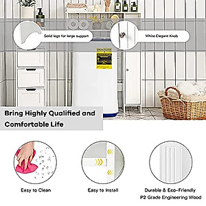Giantex Over-The-Toilet Storage Rack, Bathroom Freestanding Space Saver with 1-Door Side Storage Cabinet, 2 Open Adjustable Shelves, Anti-Topping Design Towels Organizer Stand White