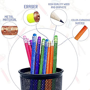 30 Pcs Color Changing Mood Pencil,Colored Pencils with Eraser,Wooden Pencils Heat Activated Color Changing Pencils Thermochromic Pencils for Students Gifts and Office Supplies(5 Colors)