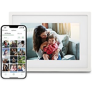 Skylight Digital Picture Frame - WiFi Enabled with Load from Phone Capability, Touch Screen Digital Photo Frame Display - Customizable Gift for Friends and Family - 10 Inch White