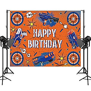 Maijoeyy 7x5ft Dart War Nerf Happy Birthday Backdrop Nerf Party Supplies Nerf Party Decorations Banner