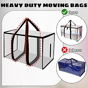 Dntorx 6 Pack Large Clothes Storage Bags with Lids Transparent Moving Bags Heavy Duty Moving Totes Packing Bags with Zips for Moving House Clothes Bedding Duvet Toys Storage