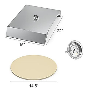 Skyflame Universal Stainless Steel Pizza Oven Kit with Stone for Most Gas Grills and Pellet Grill Conversion Kit, 22x15 Inches