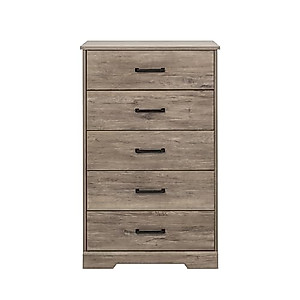 Prepac Rustic Ridge Farmhouse Dresser, Brown Dresser for Bedroom, Chest of Drawers with 5 Drawers 18.5" D x 27.5" W x 43.5" H, DBDR-1605-1
