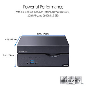 ASUS VivoMini VC66-C2 with Intel Six Cores Core i5-10400, 8GB RAM, PCIE 256GB SSD, Triple 4K, WiFi 6, 4-in1 Card Reader, Windows 10 Home