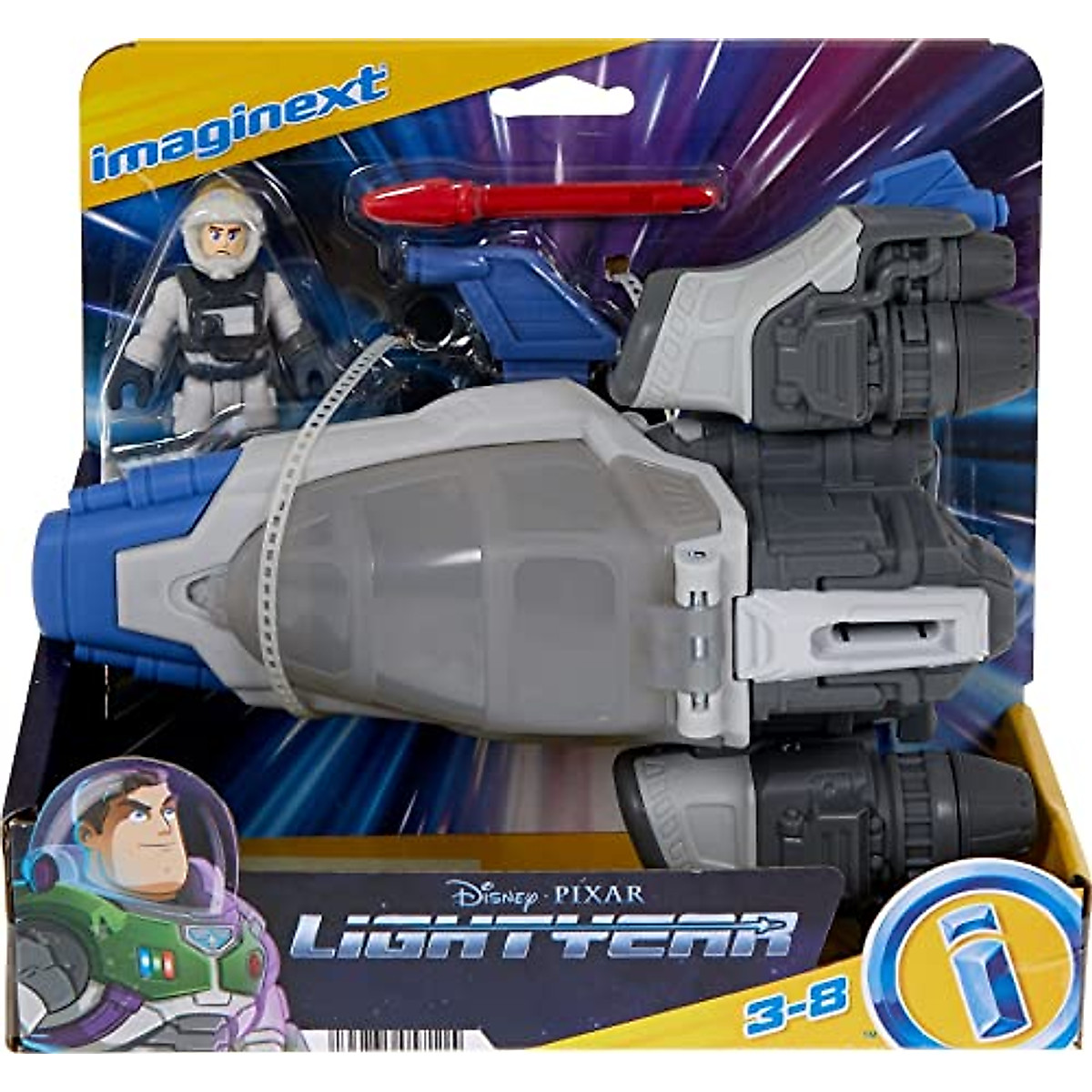 Disney and Pixar Lightyear Toys, Imaginext Hyperspeed Explorer XL-01 Spaceship & Buzz Lightyear Figure Set for Pretend Play Ages 3-8 Years