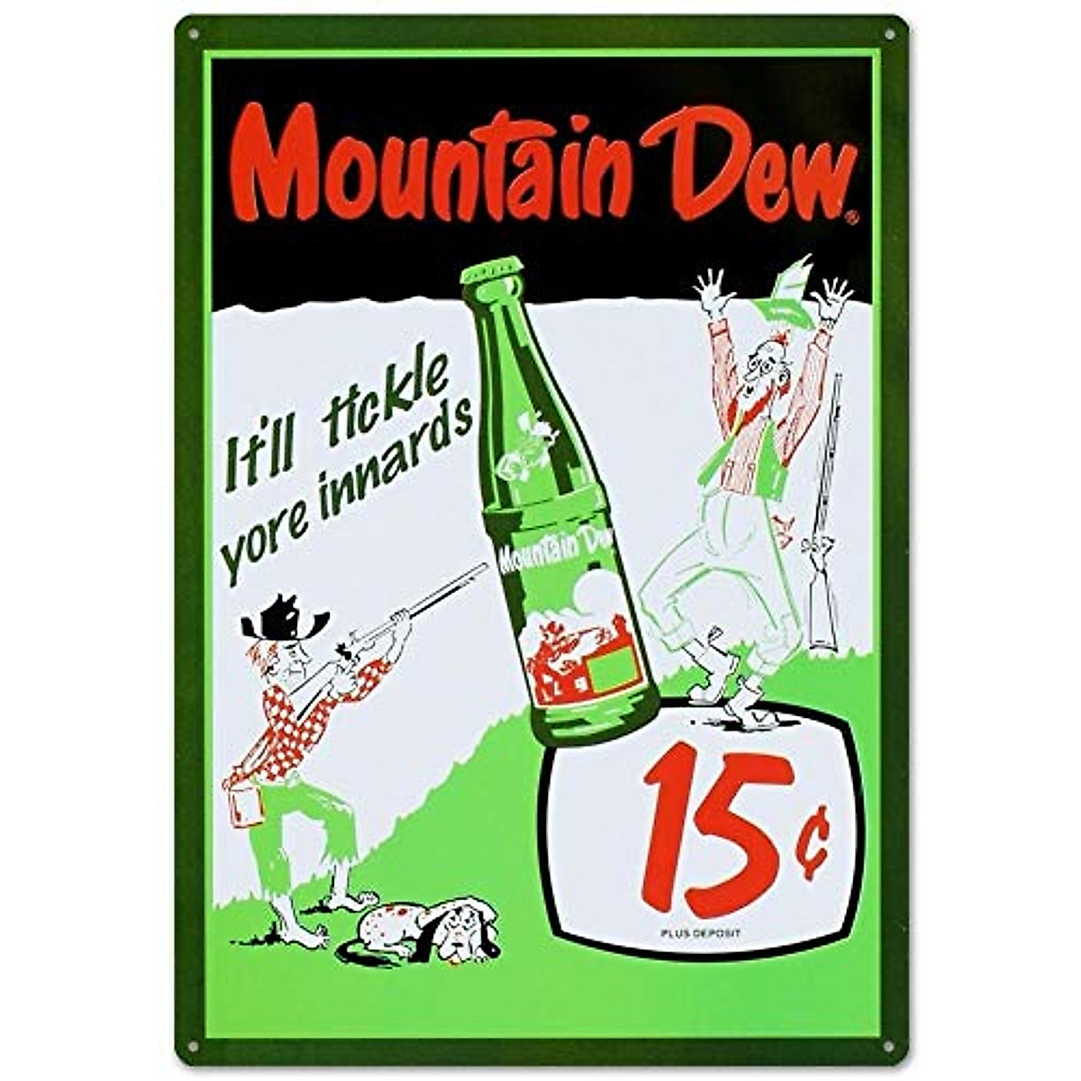 Mountain Dew Soda 15 Cents Tin Sign Metal Wall Signs Hall Garage Poster TIN Sign 7.8X11.8 INCH