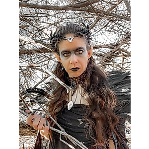 MOSTORY Gothic Black Antler Crown - Dark Elf Headpiece Forest Fairy Headband Fae Deer Horns Circlet for Women Renaissance Renfaire Cosplay Goth Wedding Halloween