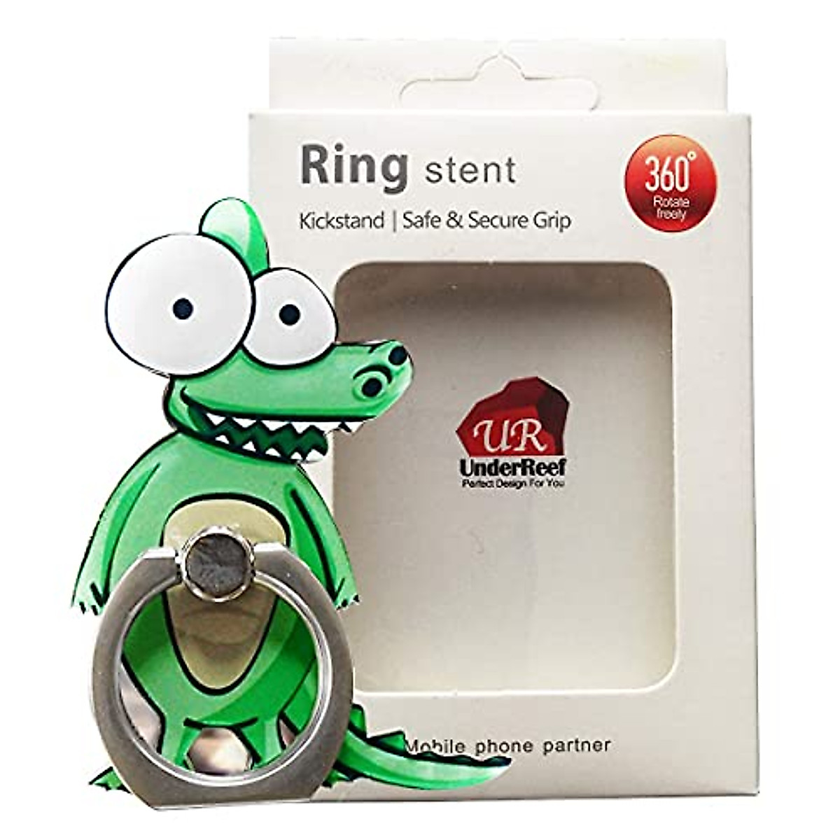 Cell Phone Finger Ring Holder Cute Animal Smartphone Stand 360 Swivel for iPhone, Ipad, Samsung HTC Nokia Smartphones Tablet,by UnderReef (Crocodile)