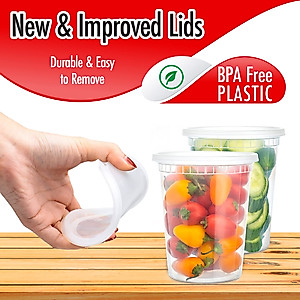 QUIDDITY WARE 32oz-Deli Containers with Leakproof Lids-50 Pack BPA-Free Plastic Microwaveable Clear Food Storage Container Premium Heavy-Duty Quality, Freezer & Dishwasher Safe