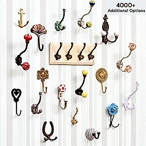 IndianShelf Coat Hooks Wall Mount | White Double Coat Hooks | Ceramic Wall Hook for Backpack | Etched Hat Hook [13.97 cm]