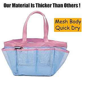 Darunyar Mesh Shower Caddy Tote for College Dorm Room Essentials, Hanging Large Portable Shower Tote Bag Toiletry Organizer with Key Hook for Bathroom Accessories(pink)