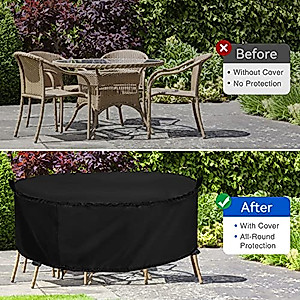 Harita Patio Furniture Covers Waterproof, 75" Dia x 28" H Outdoor Table Chair Set Covers Round, Resistant for Rain Snow Dust Anti-UV Windproof, Black
