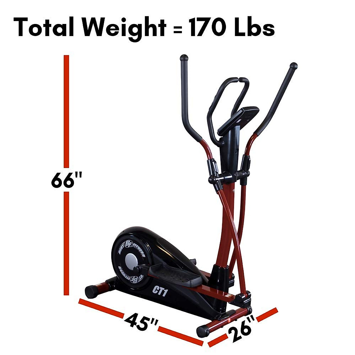 Best Fitness (BFCT1) Elliptical Trainer Machine, Cardio Workout Crosstrainer Exercising Machines for Home Gym with 225lb Weight Capacity