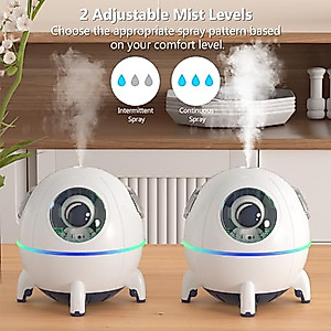 Humidifier for Bedroom Kids, Mini Water Diffuser with Colorful Night Lights Cool Air Mist Quiet Humidifiers with Cute Space Capsule Detachable Astronaut Rechargeable for Office Desktop 220ML(White)
