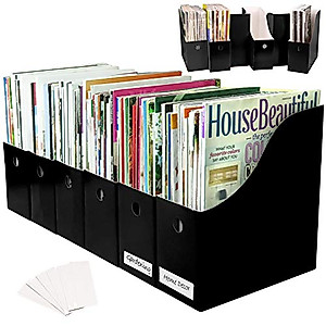Evelots Magazine File Holder Organizer Box (6, 12, or 24 Pack) Storage for Desk and Shelves Multiple Color Options - Includes Labels for Organization