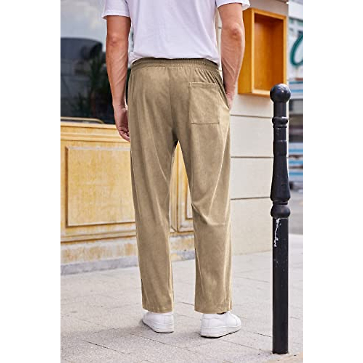 COOFANDY Men's Jogger Pants Running Hiking Drawstring Trousers Work Sweatpants Khaki