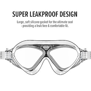 OutdoorMaster Swim Mask - Wide View Swimming Mask &amp; Goggles Anti-fog Waterproof Black