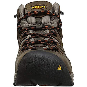 KEEN Utility Men's Detroit XT Mid Height Soft Toe Waterproof Work Boots, Black Olive/Leather Brown, 13 Wide